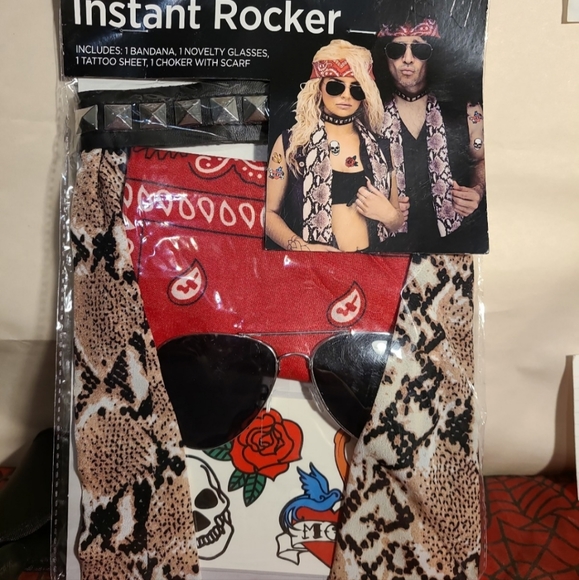 Costumes | Instant Rocker Costume Kit 8s Adult 4 Piece Glasses Tattoo ...